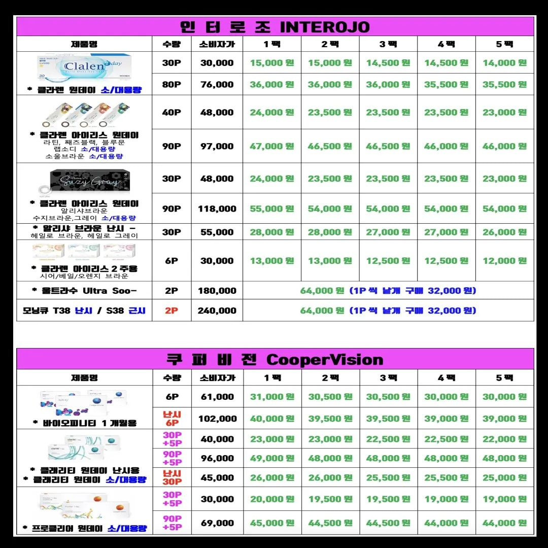 인터로조 수지 원데이렌즈가격 으뜸플러스안경 수원정자점 경기도 수원시 장안구 정자동 비즈프로필
