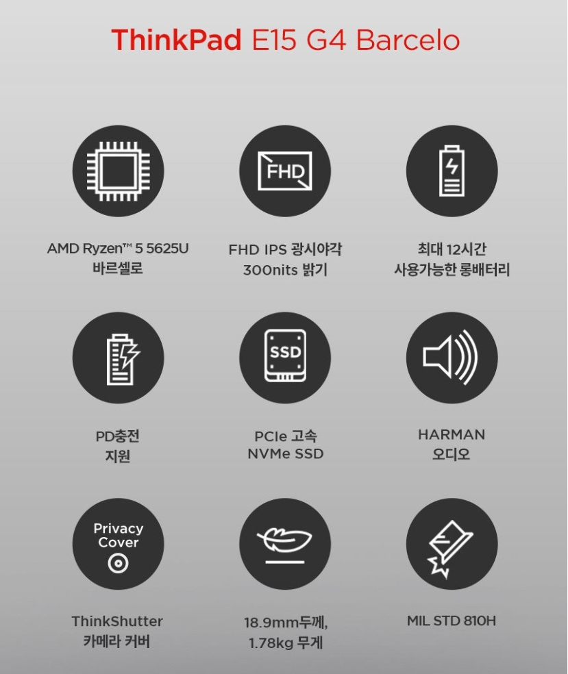 레노버 2022 Thinkpad E15 G4 15.6 라이젠5 라이젠 5000 시리즈 65만원 - 대전광역시 서구 관저동 | 비즈프로필