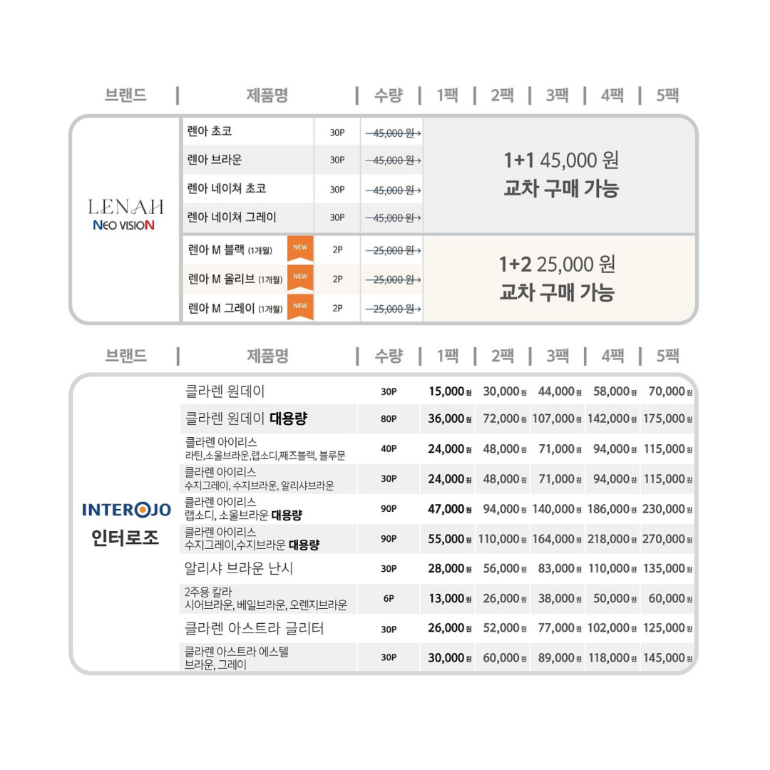 5월 콘텍트렌즈 가격표입니다~ 대구광역시 북구 태전동 비즈프로필