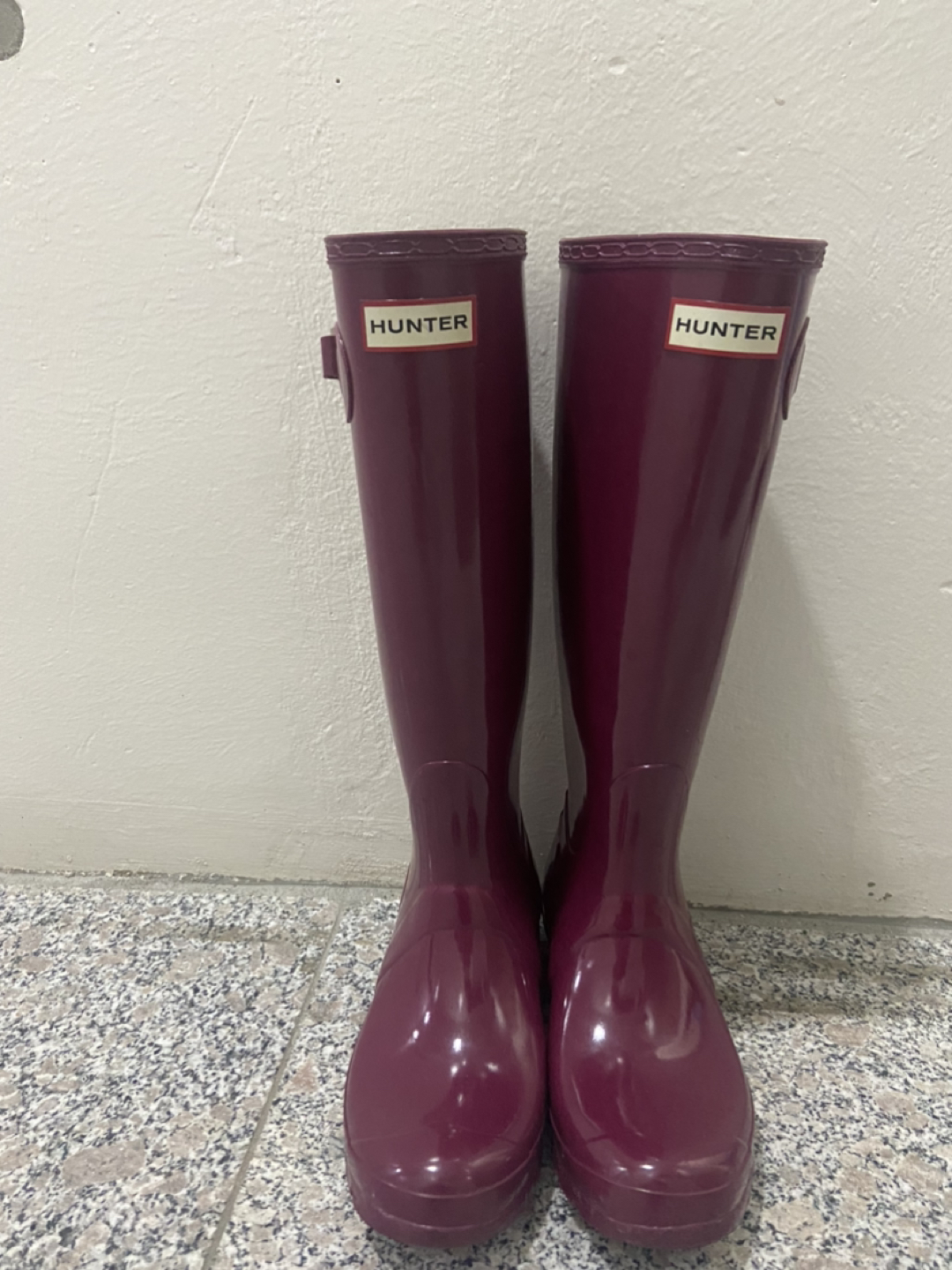 헌터부츠 진한 보라색 롱부츠 레... | 당근 중고거래