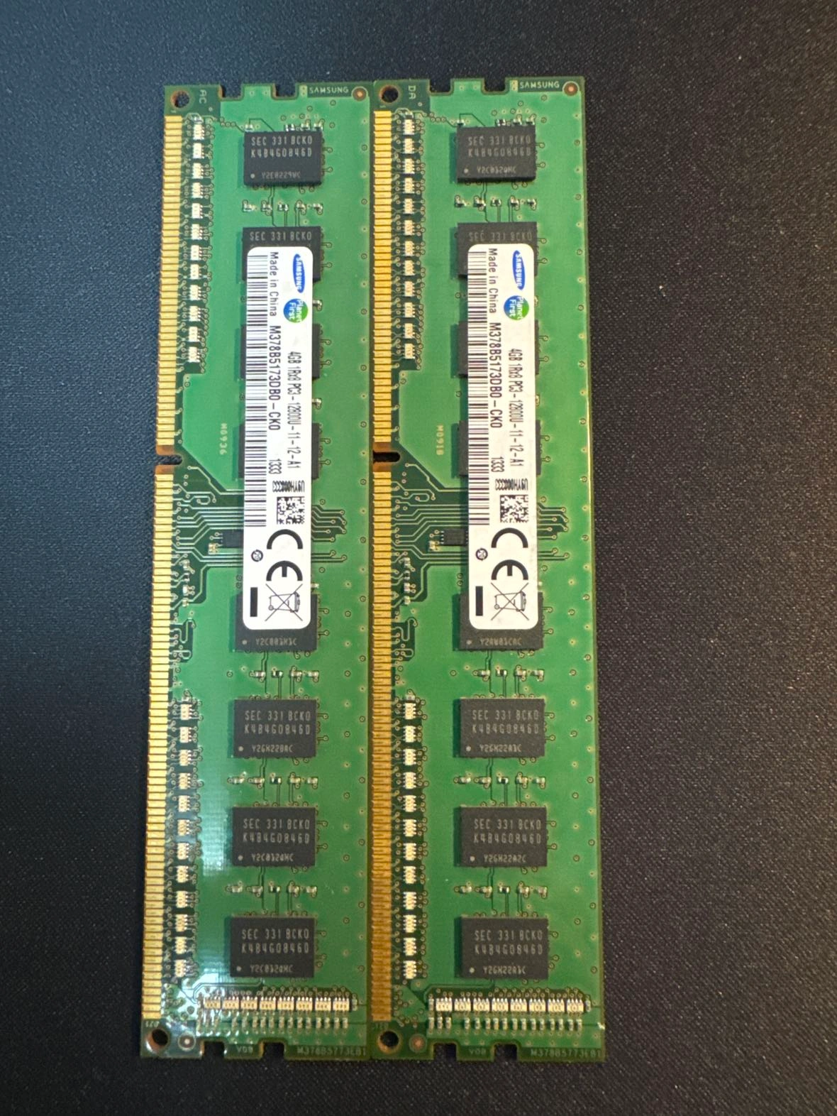 삼성 메모리 DDR3 4GB 12800U 단면 2개